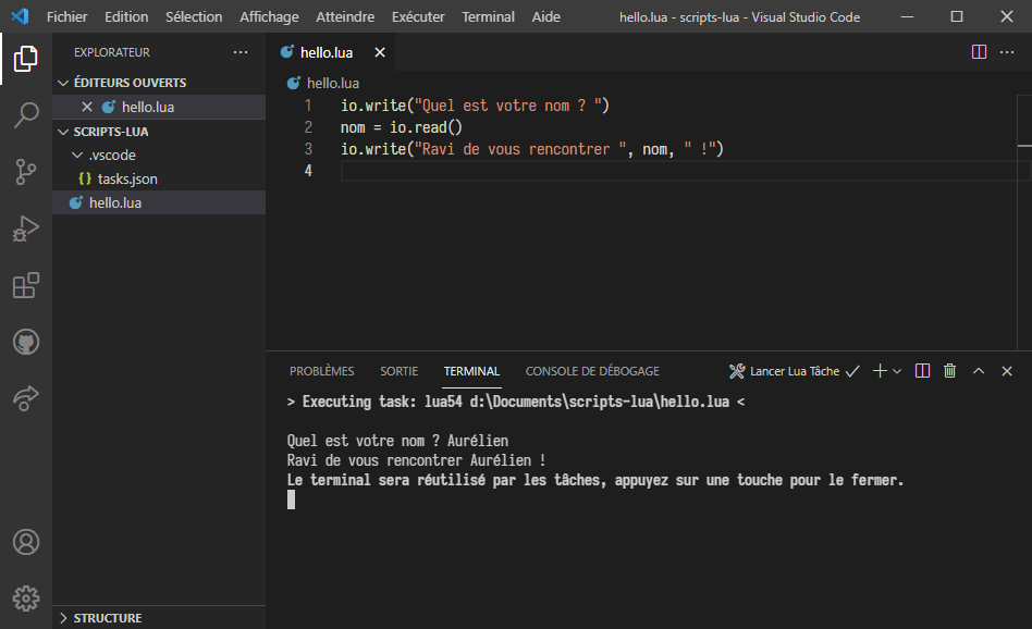 Utiliser Lua dans Visual Studio Code · Aurélien Dos Santos